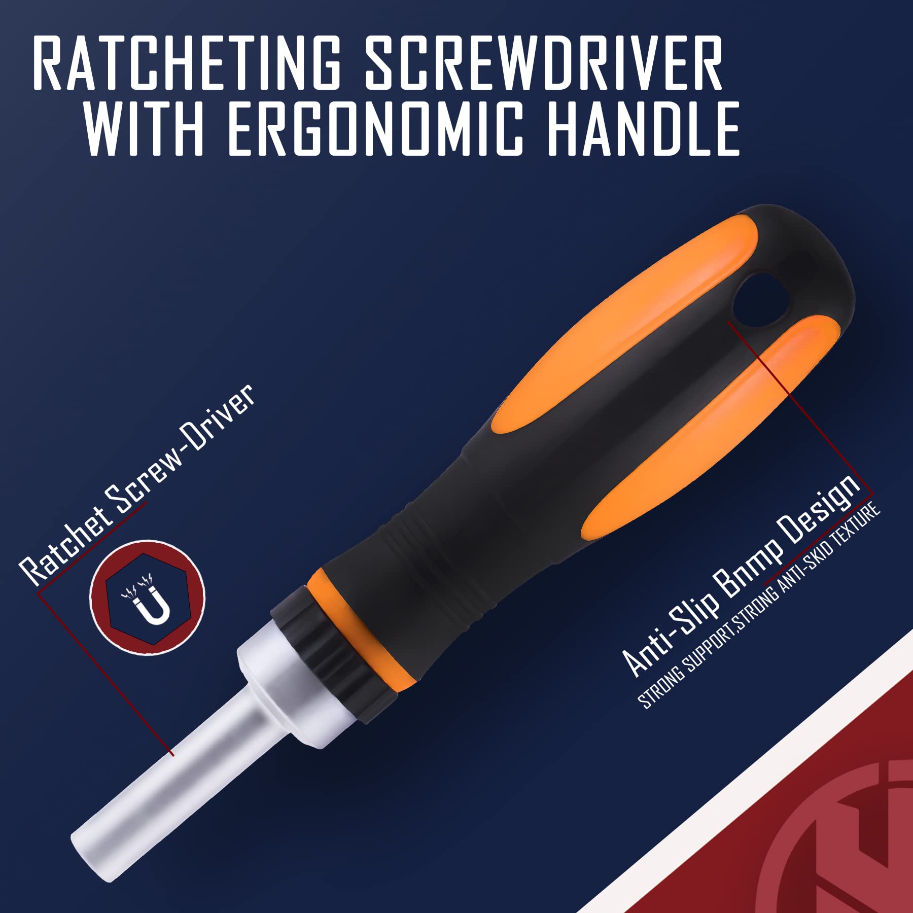KNINE OUTDOORS Screwdriver Set Repair Kit Maintenance Tools with File Set, Hex Key Set, Ergonomical Designed T-BARÂ Ratcheting Wrench Rubber Mallet Bits Wrenches Adapters Pin Punches, 138 Set