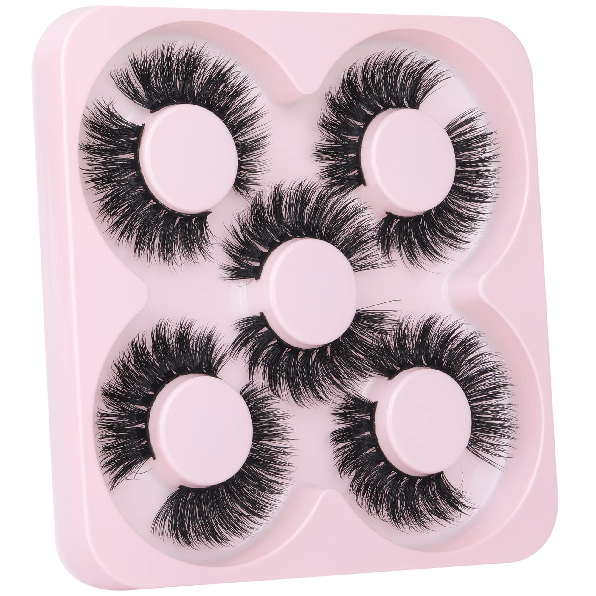 Mink Lashes Natural Fake Eyelashes Fox Eye Lashes That Look Like Extensions D Curl Flat Wispy Fluffy Cat Eye False Eyelashes Pack by EYDEVRO, 17mm