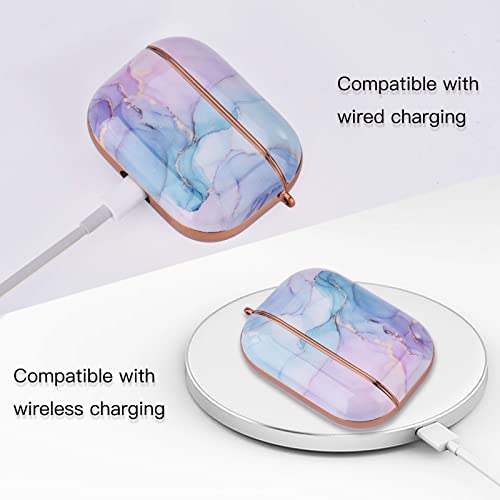 OLEBAND Airpods Pro 2 Case 2022 with Cute Pattern for Women and Girls, Hard Protective Cover for Apple iPods Pro 2nd Generation Case,LED Visible,Watercolor Marble
