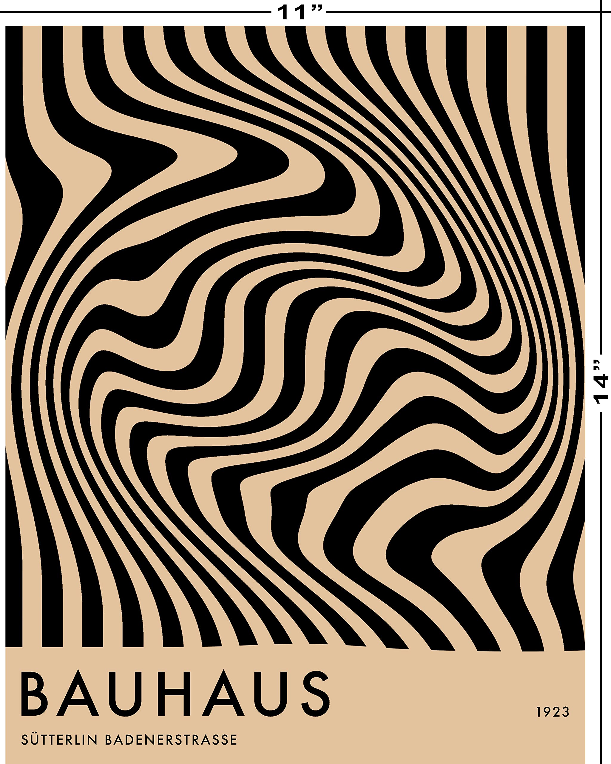Mid Century Modern Bauhaus Wall Art - 11x14" UNFRAMED Print - Abstract Wall Decor - Exhibition Poster Replication (Black)