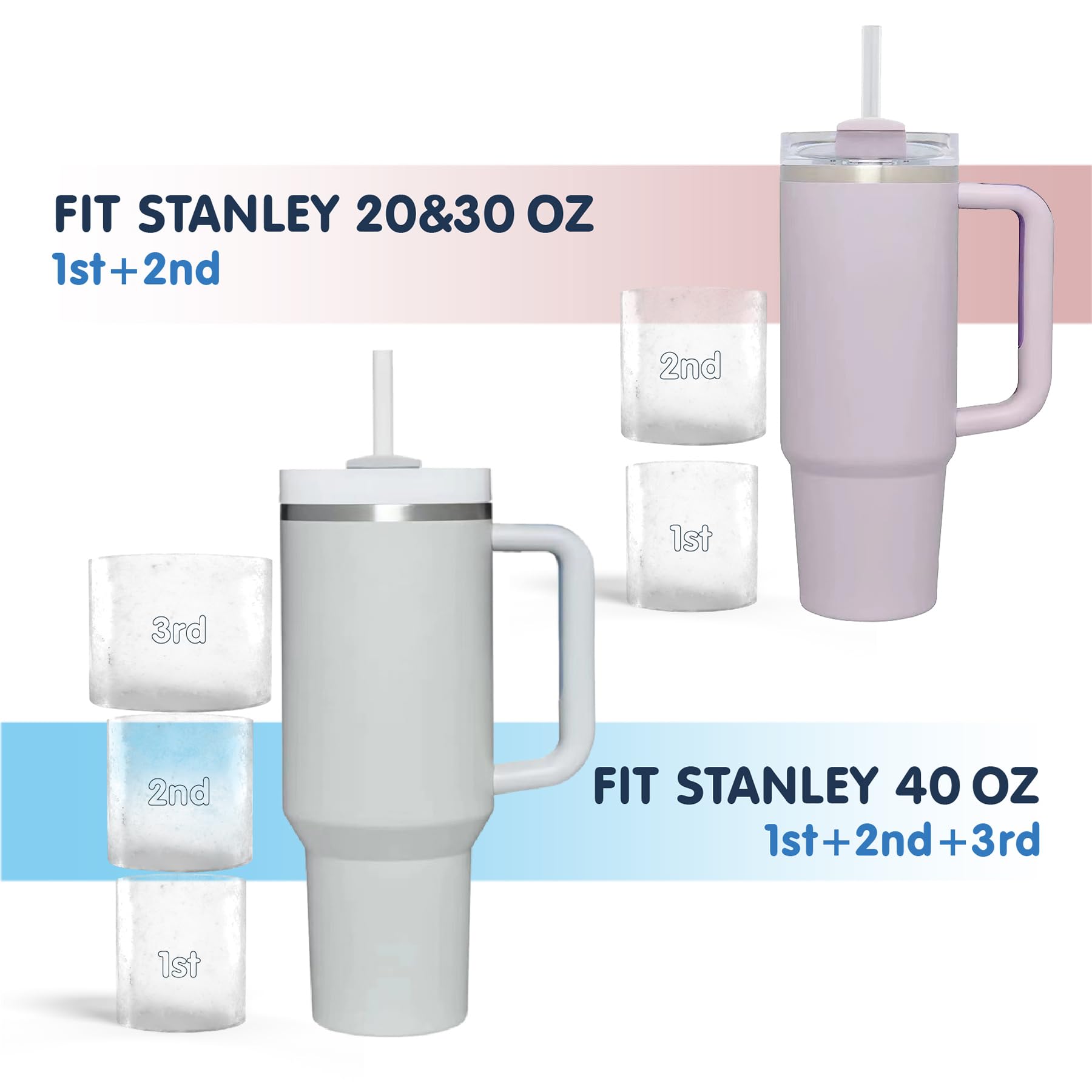 Marchoose Ice Cube Tray for Stanley Ice Mold Tumbler 30&40 Oz, Silicone Ice Mold with Lid & Bin for Freezer, Easy Push & Pop-Out Mold For Stanley Cup, Cocktails, Whiskey, Drinks, Coffee (Cool Mint)