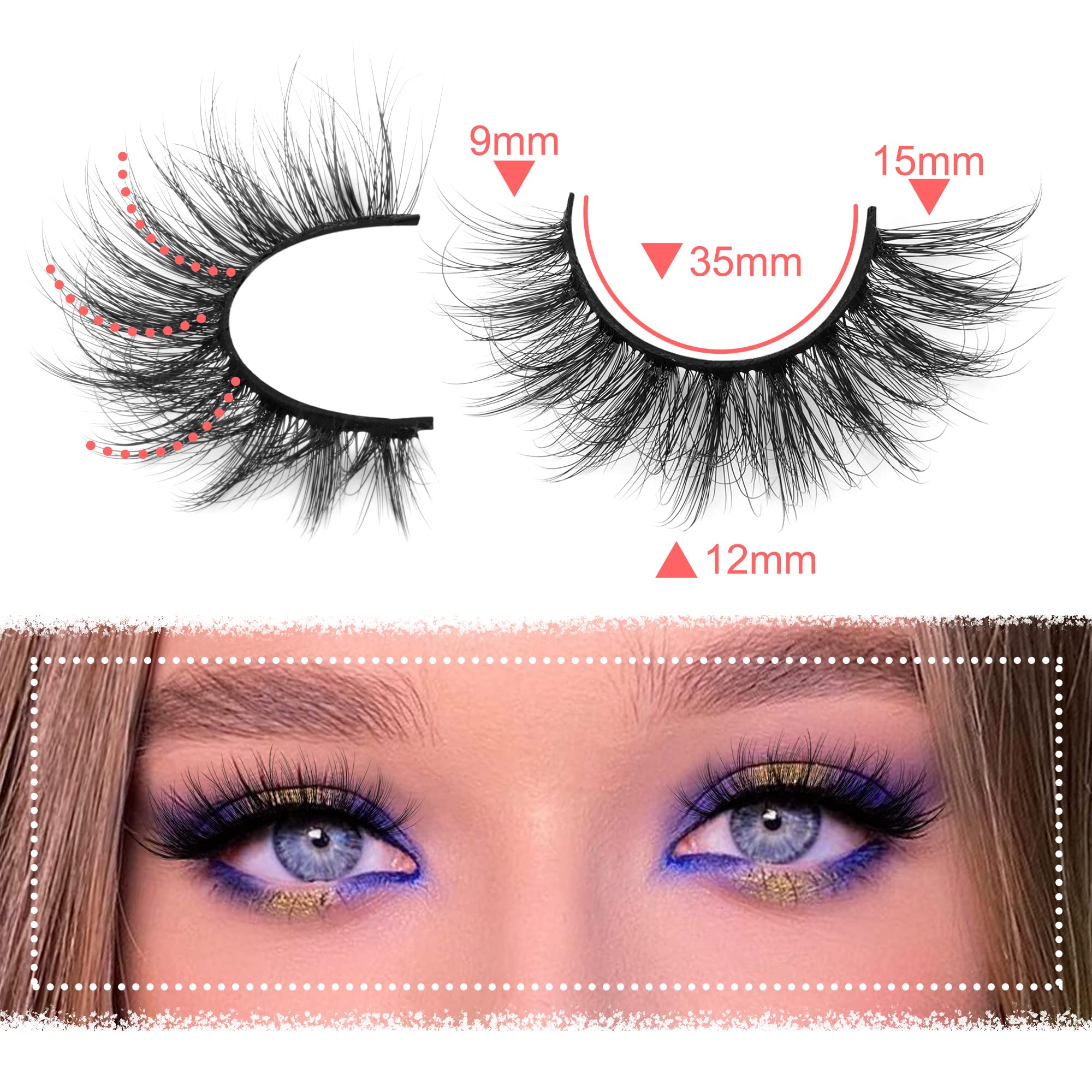Mink Lashes Fluffy Cat Eye False Eyelashes Natural Look Wispy Lashes 3D Faux Mink Lashes Pack 10 Pairs Fake Eye Lashes Strip by Ruairie