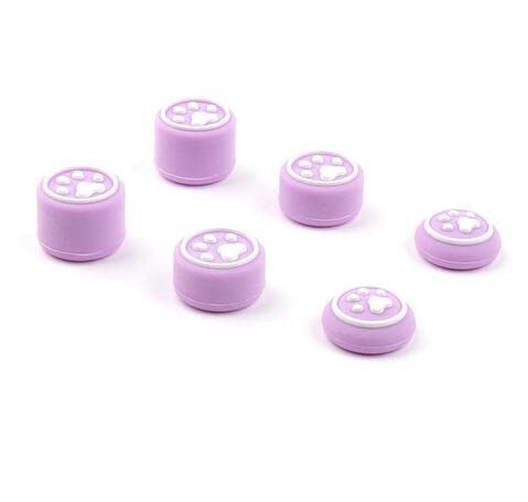 Limentea Cat Paw Silicone Thumb Stick Grip Caps for PS5 PS4 PS3 XboxOne/360 Slim Series X/S Switch Pro Gamepad Controller Extended Joystick Grip Protector (Purple)