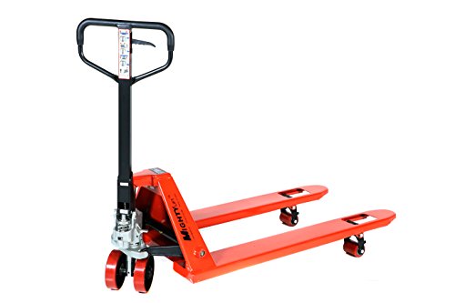 Mighty Lift ML55C Heavy Duty Pallet Jack Truck, Wheels, Polyurethane on Steel, 50" Height, 27" Width, 48" Length, 5500 lb. Load Capacity, Orange
