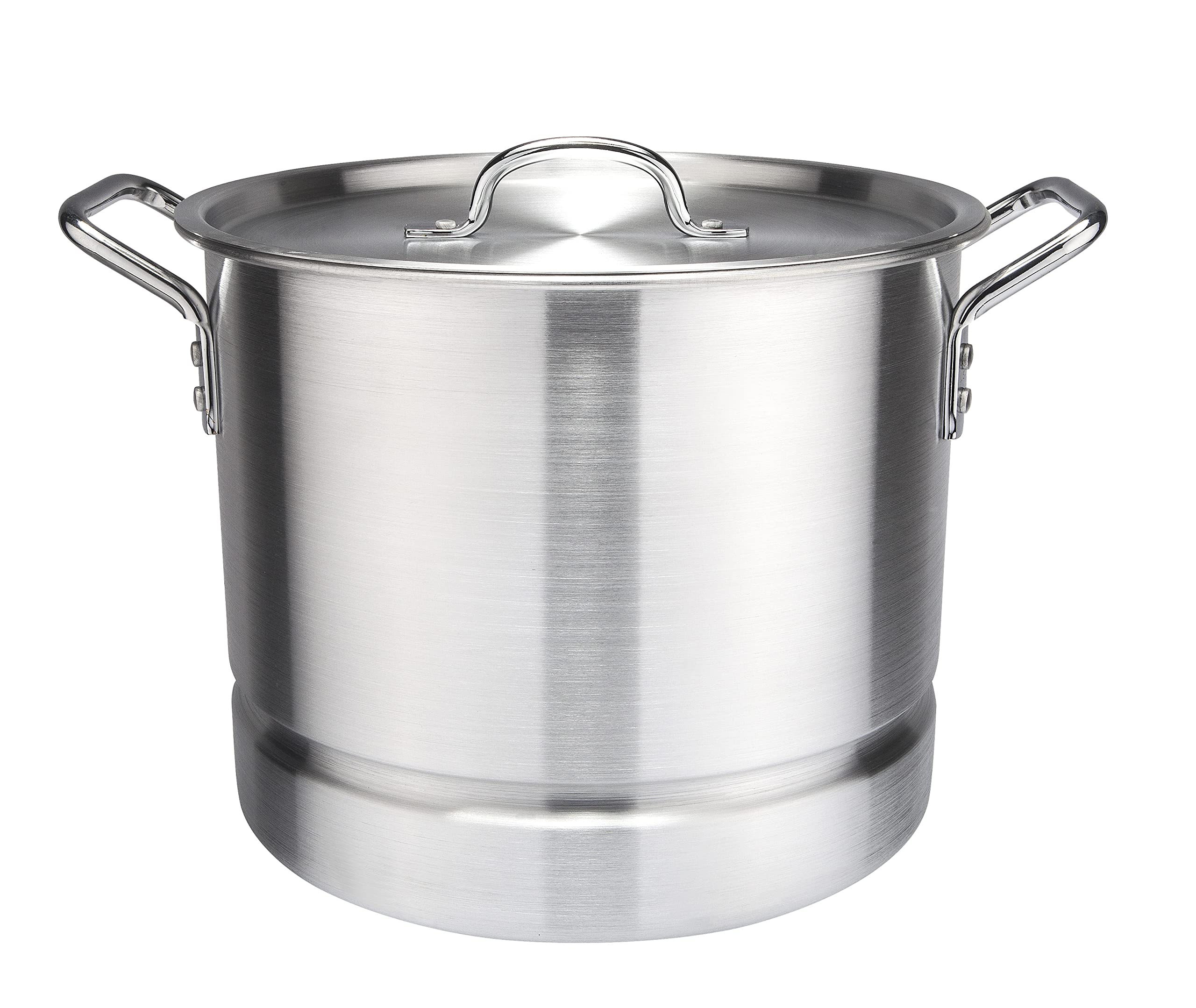 Kitchen Sense Aluminum Stock Pot with Steamer 4 piece Set of 8 quart (2 gallon), 12 quart (4 gallon), 16 quart (4 gallon), and 20 quart (5 gallon).