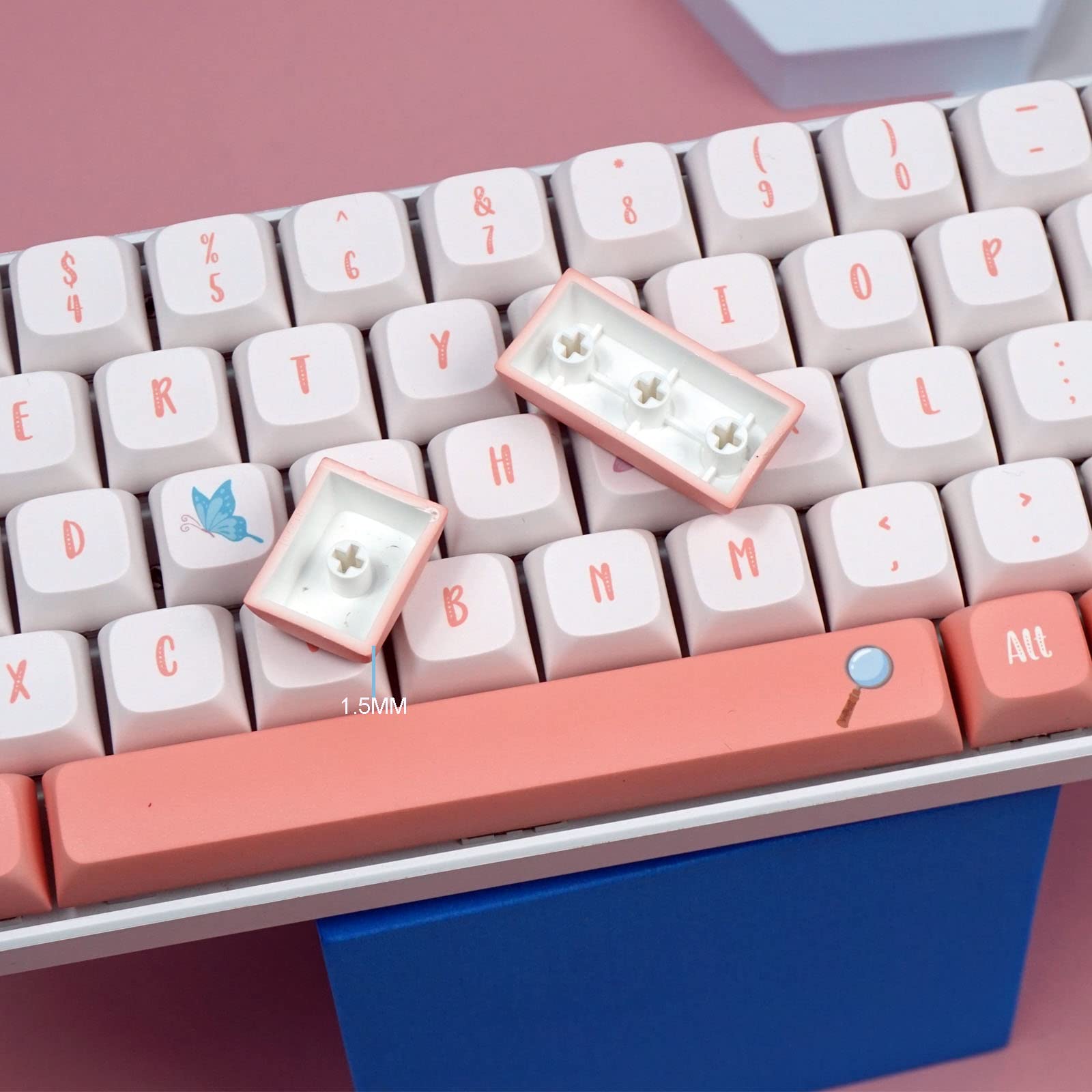 Keycaps 130 Keys Custom Keycap PBT Dye Sublimation Keycaps XDA Profile Keycaps DIY Mechanical Keyboard Keycap Sets with Key Puller for 61/68/84/98/108 MX Switch US Layout Mechanical Gaming Keyboard