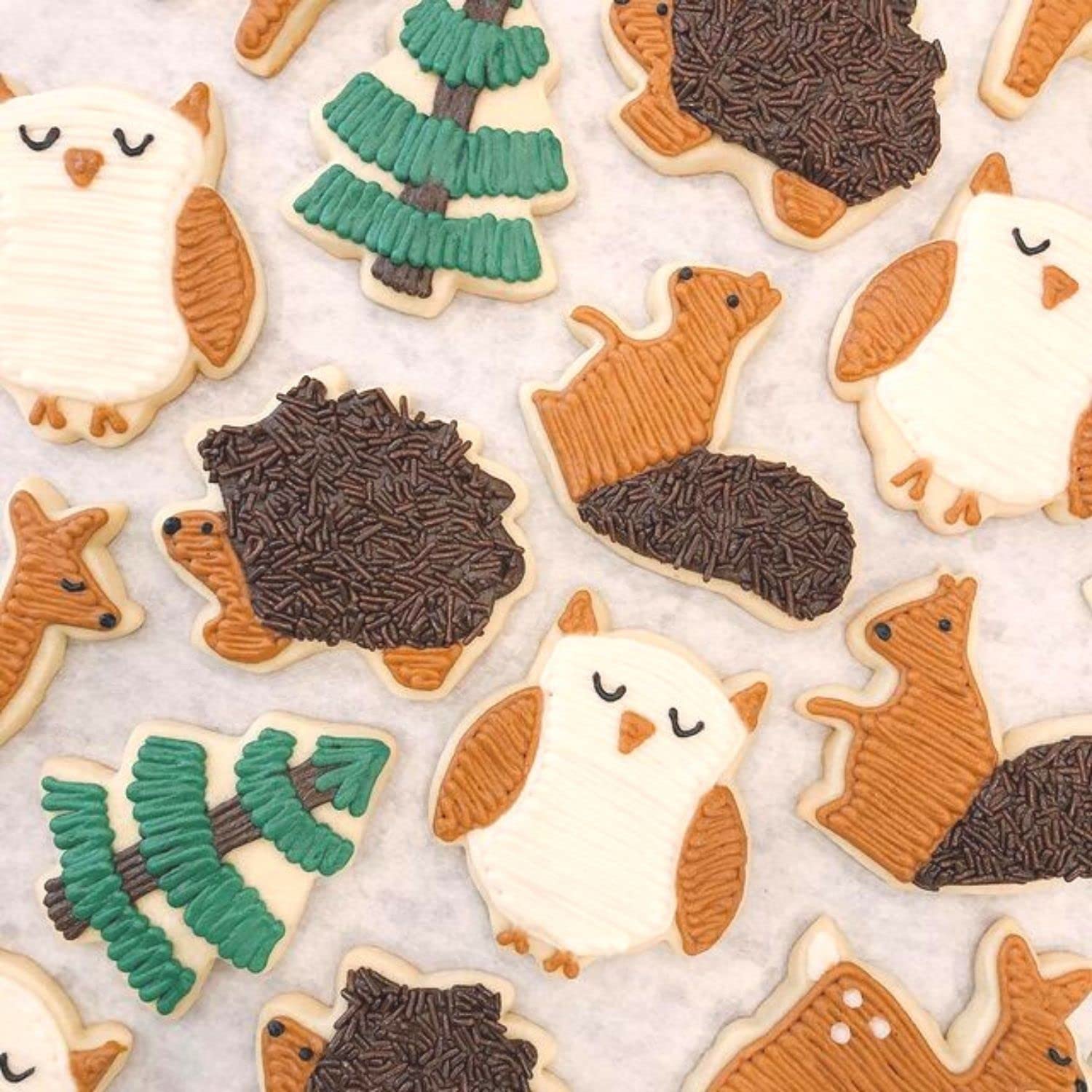KAISHANE 5 Pieces Animals Cookie Cutters Shapes for Baking Fox,Owl,Rabbit,Squirrel and Hedgehog Shape Woodland Cookie Cutter Set for Baking