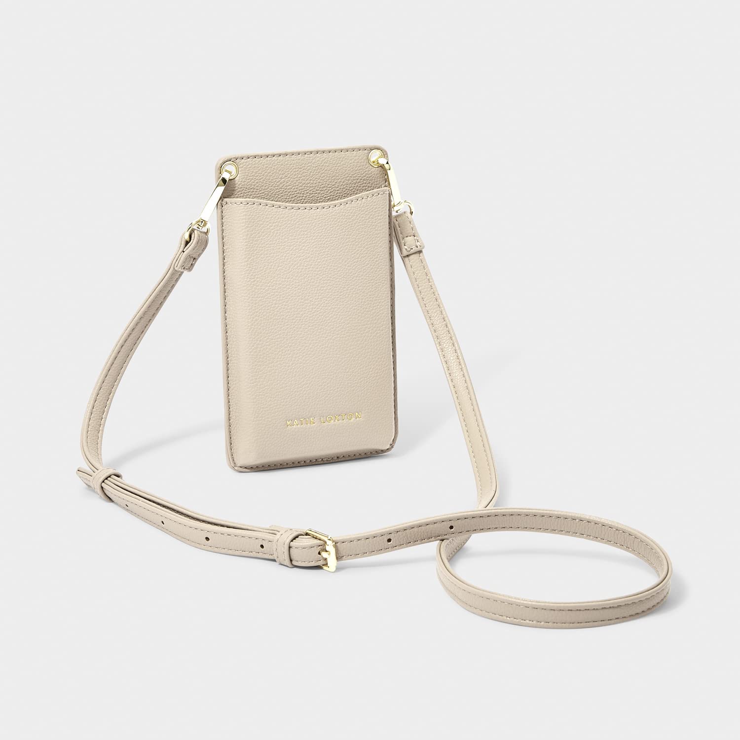 KATIE LOXTON Bea Small Womens Vegan Leather Adjustable Strap Crossbody Card Cell Phone Holder Bag Taupe