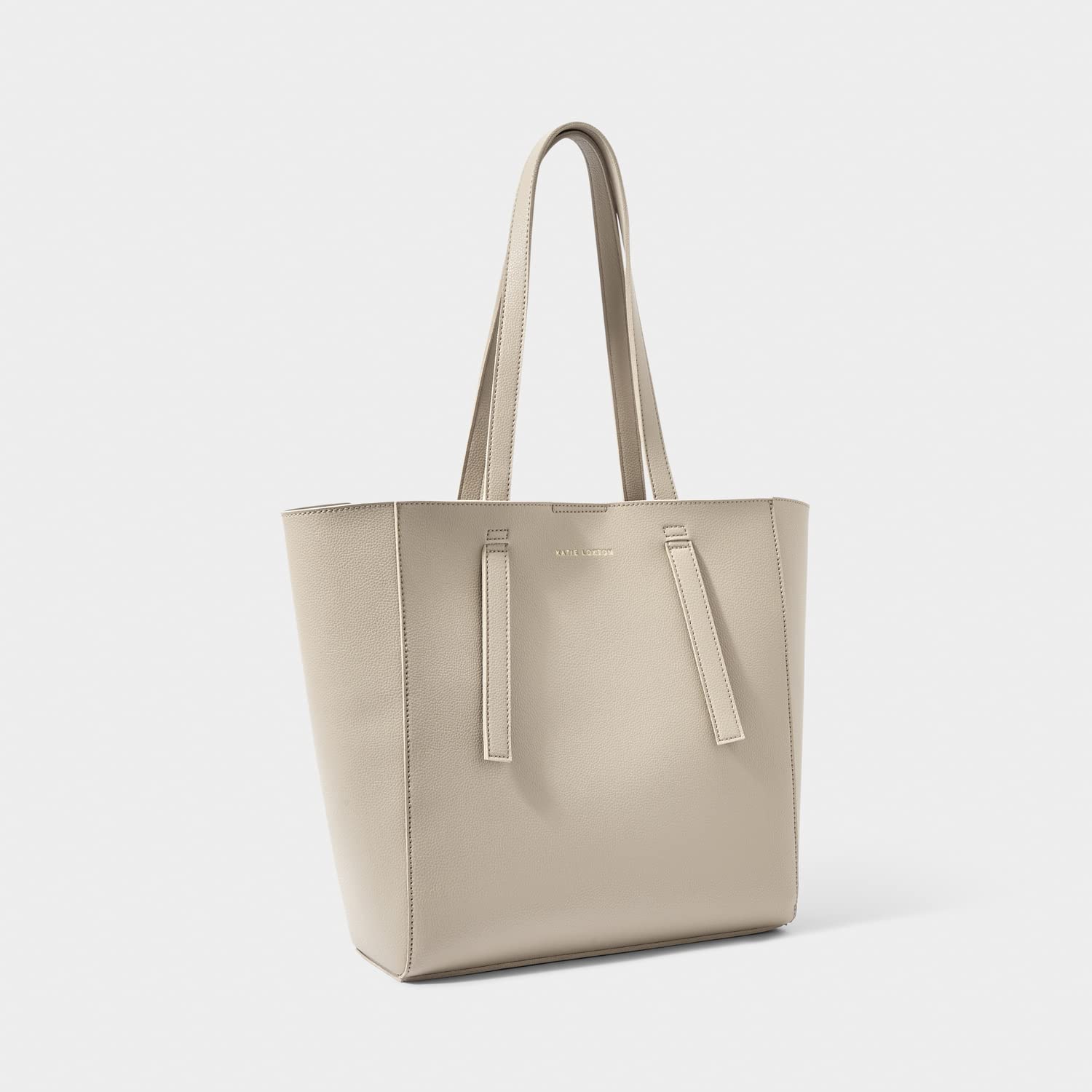 KATIE LOXTON Emmy Womens Medium Vegan Leather Double Shoulder Strap Tote Bag Taupe