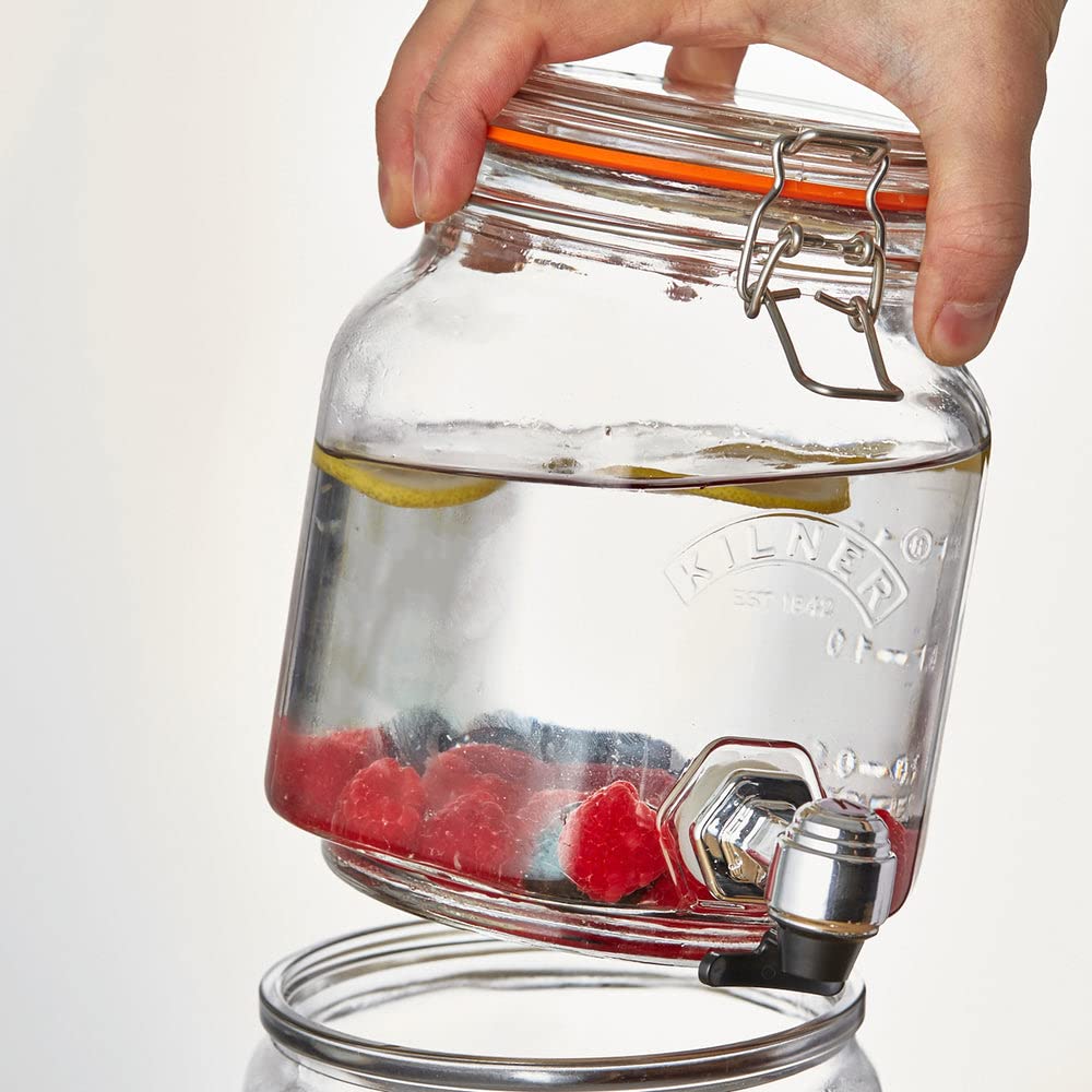 Kilner 25.004 Stackable Jar Set with Taps and Stand, Clear/Transparent, 5.2 Litre