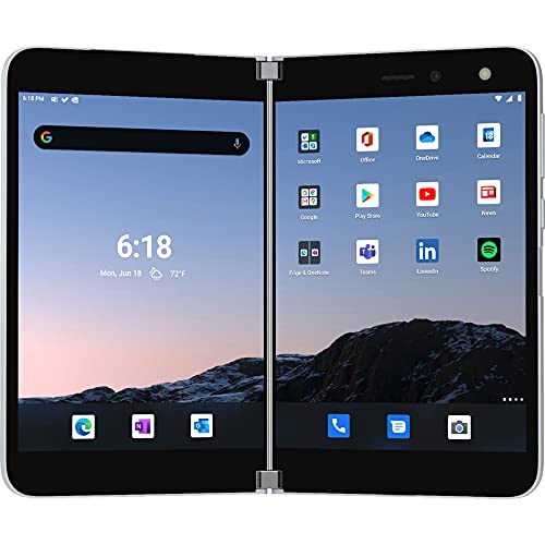Microsoft Surface Duo 256GB AT&T Locked, Glacier TGM-00001 Bundle with Wacom KP13300D Ballpoint Pen + Deco Gear Wireless Earbuds + Tablet Stand & More