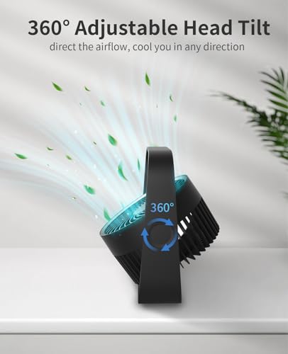 KONSIDEN Small Fan, 8 Inch USB Desk Fan, Quiet Office Fan, 4 Speed Winds, 360° Head Tilt, Detached Cover, Small Table Fan, Easy to Clean, Ideal for Bedroom, Office, Kitchen, Camping
