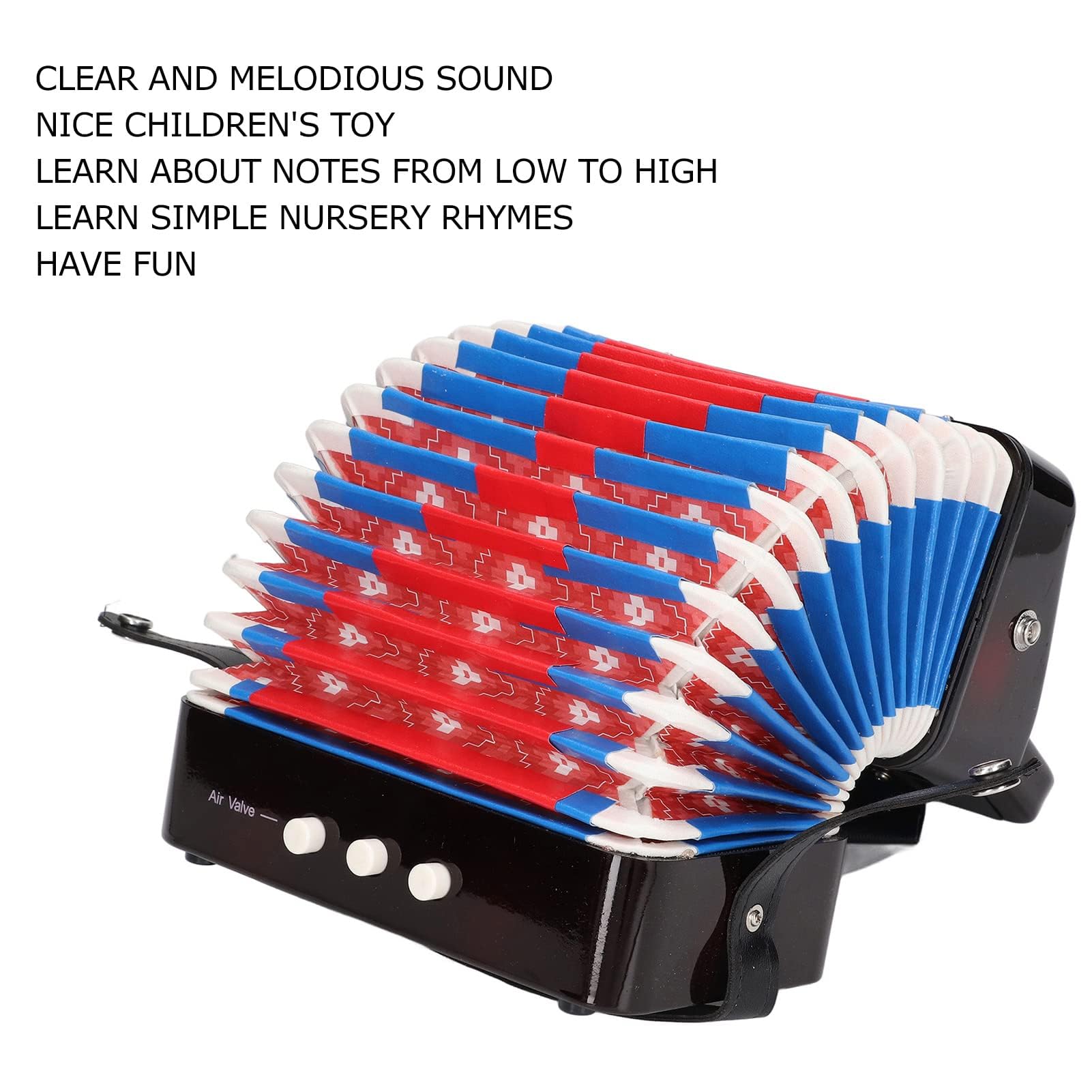 Kids Accordion, 10 Keys Solos Ensemble Children Musical Instrument Educational Toy for Gift (Black)