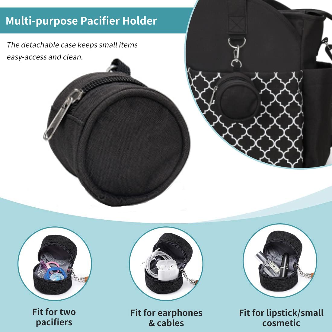 Lmbabter Diaper Bag Tote with Changing Station Upgrade Multi-Function Baby Bag (Black)&Reusable Cooler Tote Bag with an Ice Pack Removable Organizer Insert for Mommy Bag Keep Warm