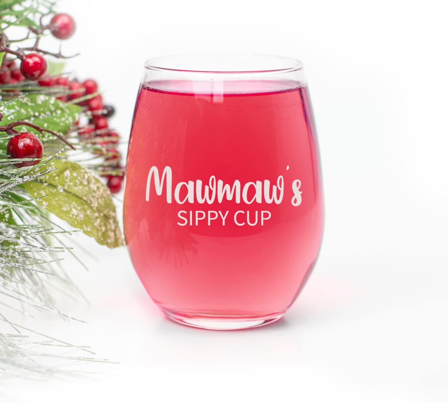 HTDesigns Mawmaw's Sippy Cup Stemless Wine Glass - Mother's Day Gift Mawmaw Wine Gift - First Time Mawmaw New Mawmaw Gift - Mawmaw Wine Glass