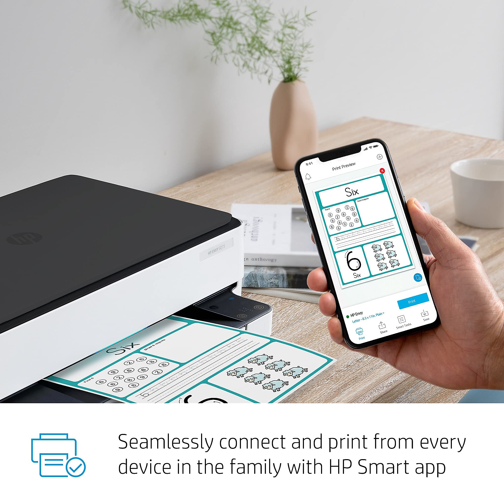 HP Envy Pro 6475 Wireless All-in-One Printer, Includes 2 Years of Ink Delivered, Mobile Print, Scan & Copy, Compatible with Alexa (8QQ86A)