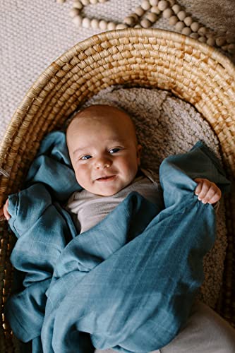 LULLABIES Organic Muslin Swaddle Blankets, Soft Solid Earth Tones 3 Pack Baby Swaddle Blankets Muslin Receiving Blanket Wrap, Large 47 x 47 inches, Solid Color Baby Swaddling (Ocean Waves)