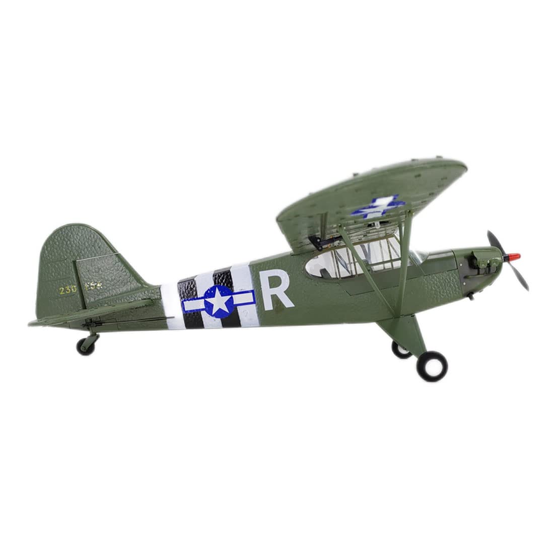 Lingxuinfo Remote Control Airplane Model, 1/16 WWII Piper J-3 CUB RC 4CH Brushless Fixed-Wing Aircraft Model Kit, Military Plane Model Toy for Kids and Adults, Easy to Fly-RTF Version