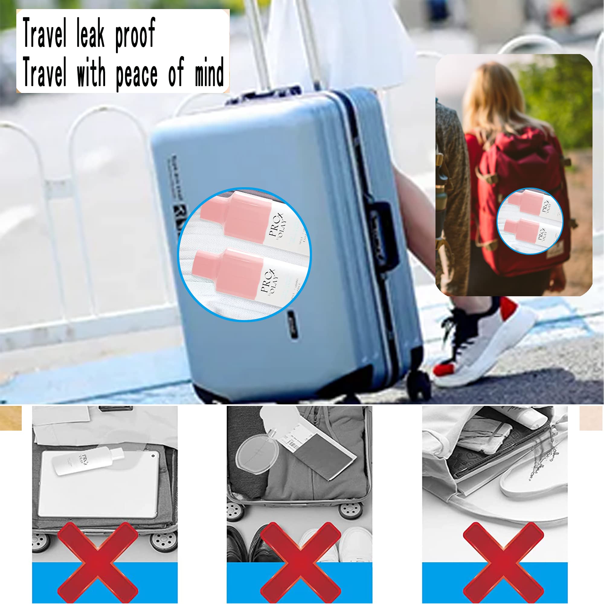 lufr 8 Reusable Silione Accessory Elastic Sleeve for Leak Proofing, For Standard and Travel Sized Toiletries.