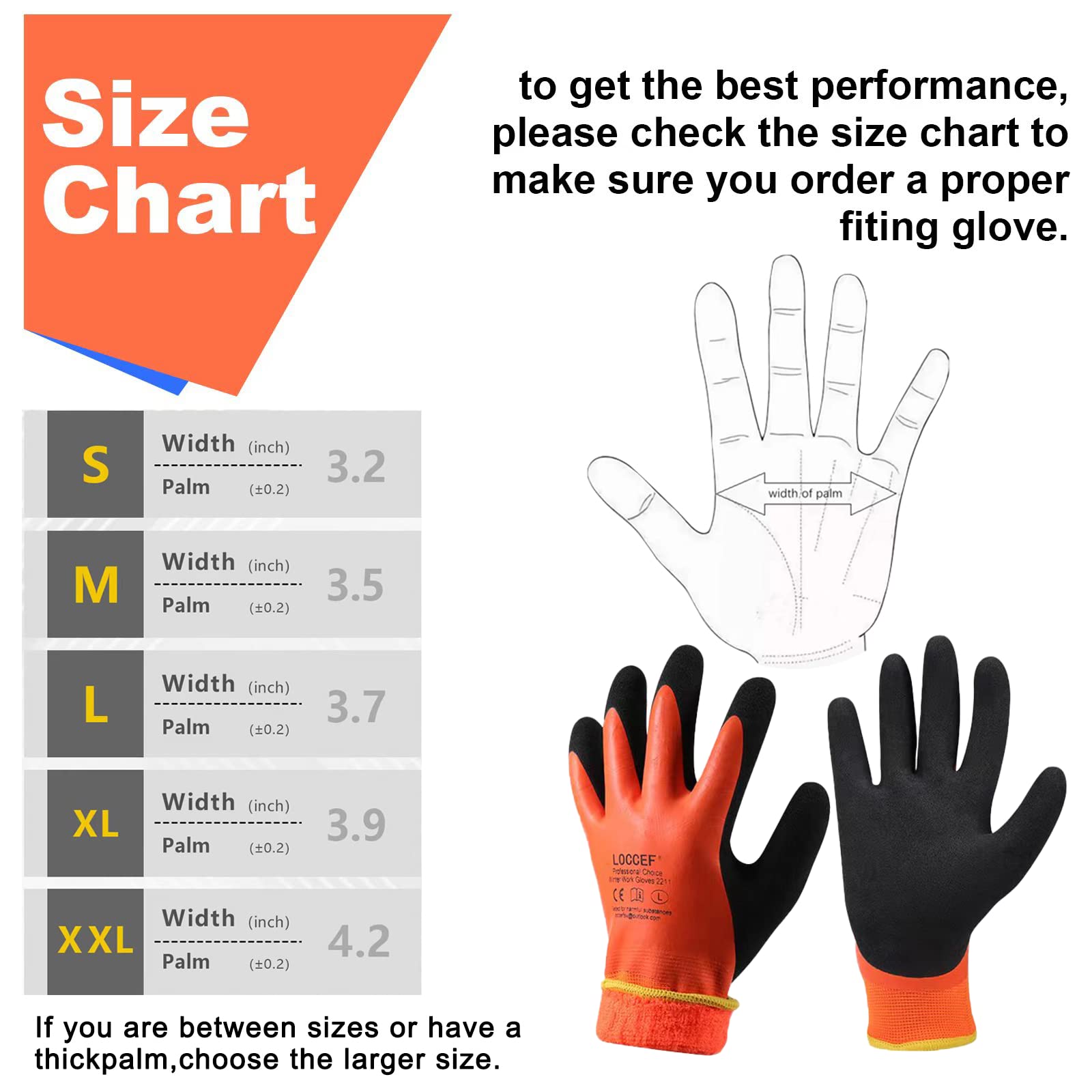 LOCCEF 2 Pairs 100% Waterproof Winter Gloves,Winter Work Gloves Thermal Liner Grip Coating Warm,Thermal Insulated,Super Grip(L)
