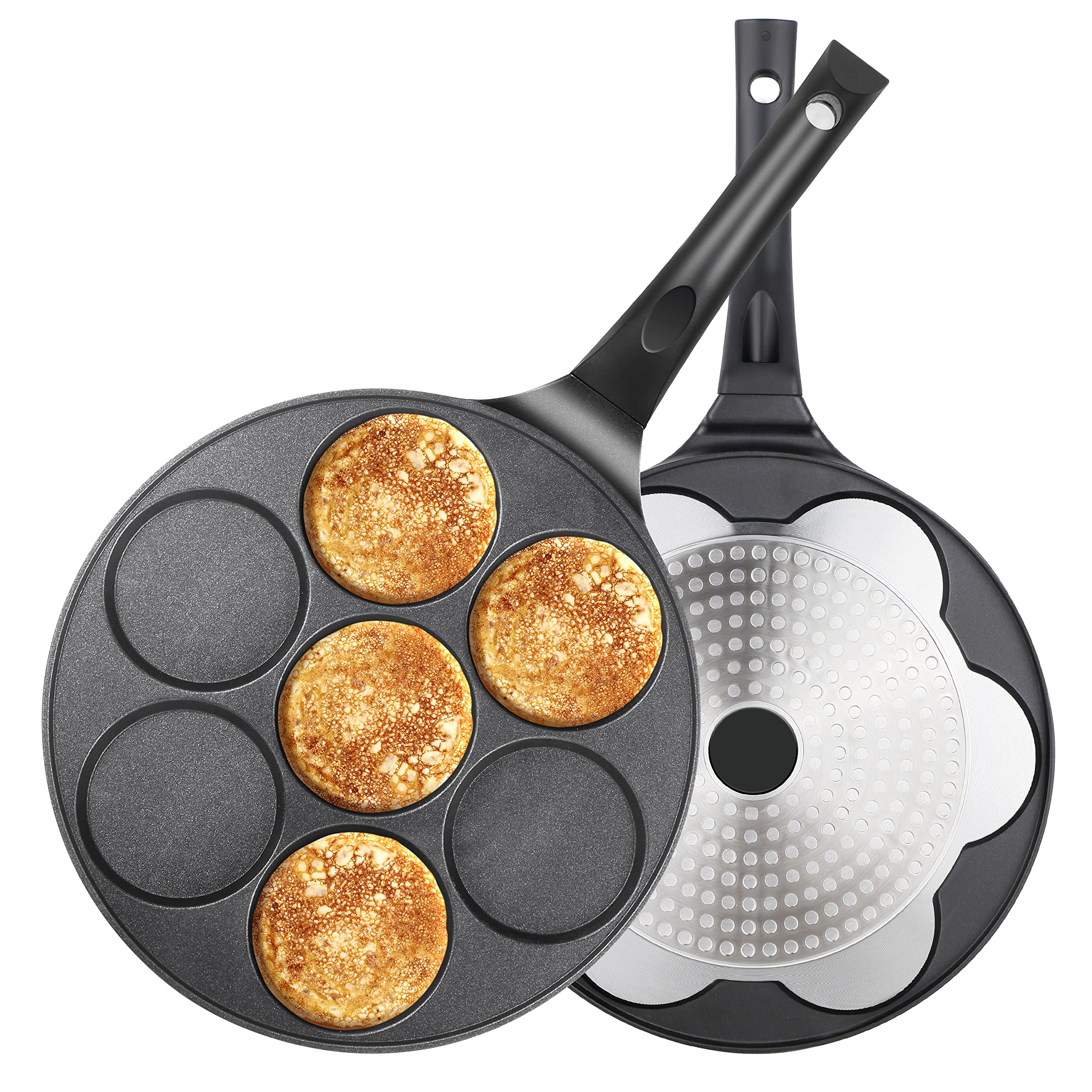 KRETAELY Pancake Pan Nonstick Pancake Griddle Mini Pancake Maker with PFOA Free Coating pancake mold Suitable for All Cooktops
