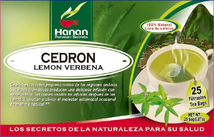 Lemon Verbena 25 Teabags of Cedron Herbal Tea All Natural Lemon Beebrush from Peru Used to Add Lemon Flavor in Cooking Perfumes Essential Oil