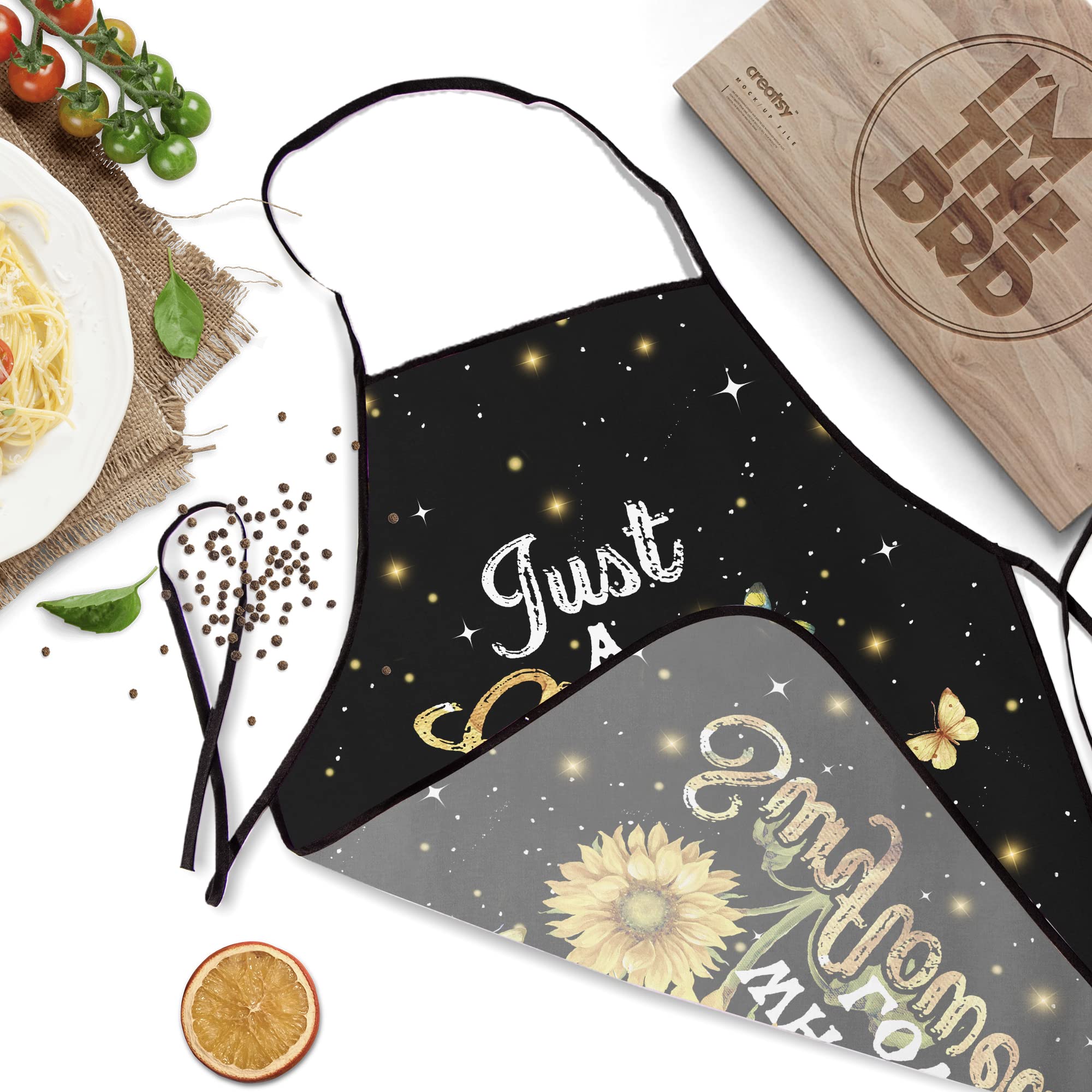 Just A Girl Who Loves Sunflower Aprons Cute Floral Apron for Women Waterproof