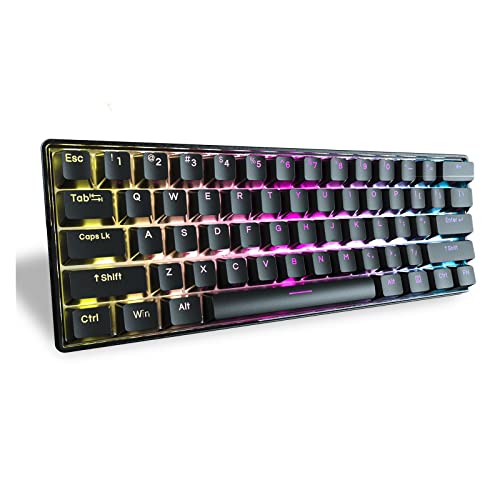 MARVOI Mechanical Keyboard 60% Mechanical Mini Keyboard Bluetooth RGB Hot-Swappable PBT Detachable Cable Wireless Gaming Keyboard (Size : Gateron Brown, Color : Black(3-Mode))