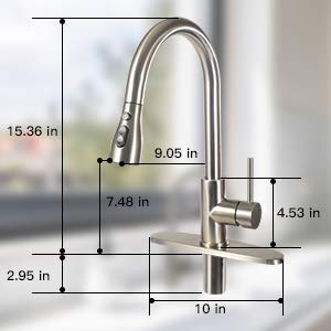 Kitchen Faucet with Pull Down Sprayer,Single Handle Kitchen Sink Faucet with Pull Out Sprayer,High Arc,Stainless Steel Kitchen Faucets with Deck Plate,Brushed Nickel KC-98001BS