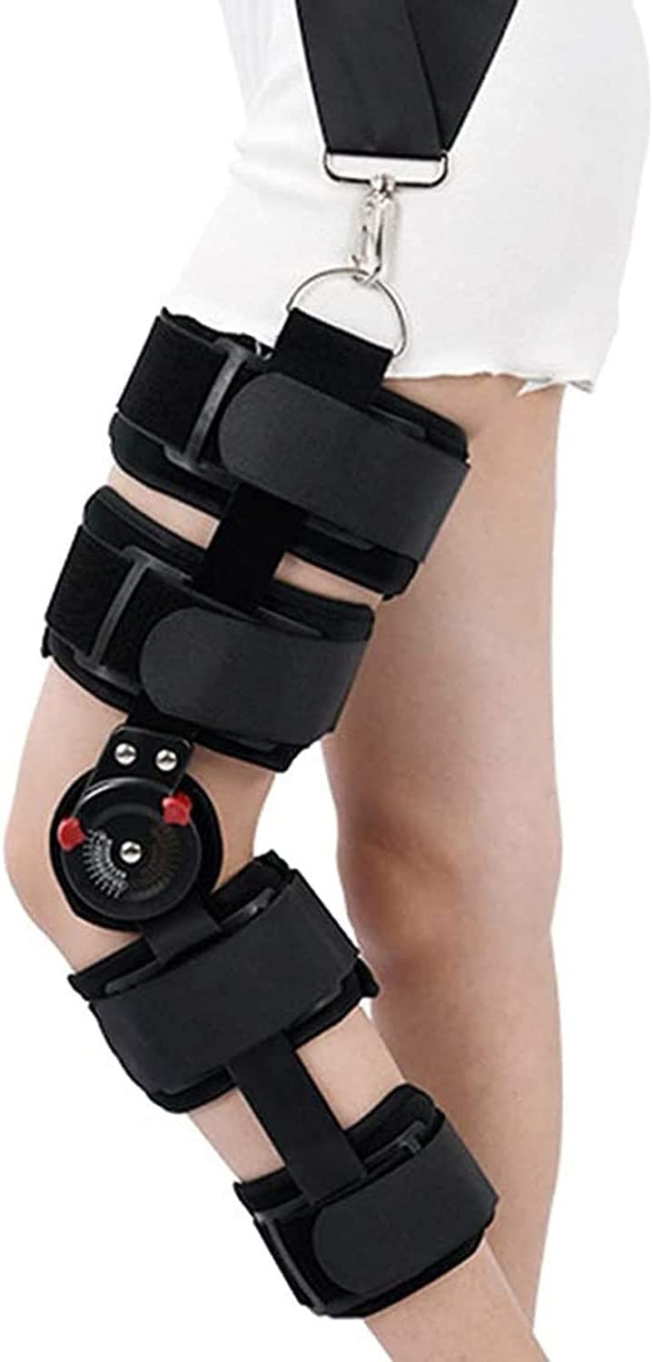 Knee Brace Orthopedic Hinged Knee Brace Support, Adjustable Knee Joint Splint ROM Knee Orthosis Stabilizer Post-Op Arthritis Injury Protector Knee Support for Leg (Size : L(60cm))