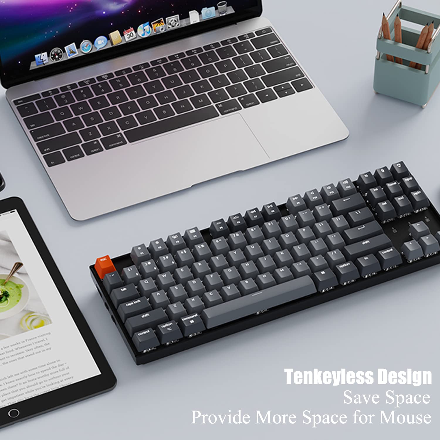 Keychron K8 TKL Gaming Mechanical Keyboard Wireless/Wired, 87 Keys Compact RGB Backlit Illuminated Keyboard, Gateron G Pro Brown Switch Office Computer Keyboard for Windows Mac PC Gamer
