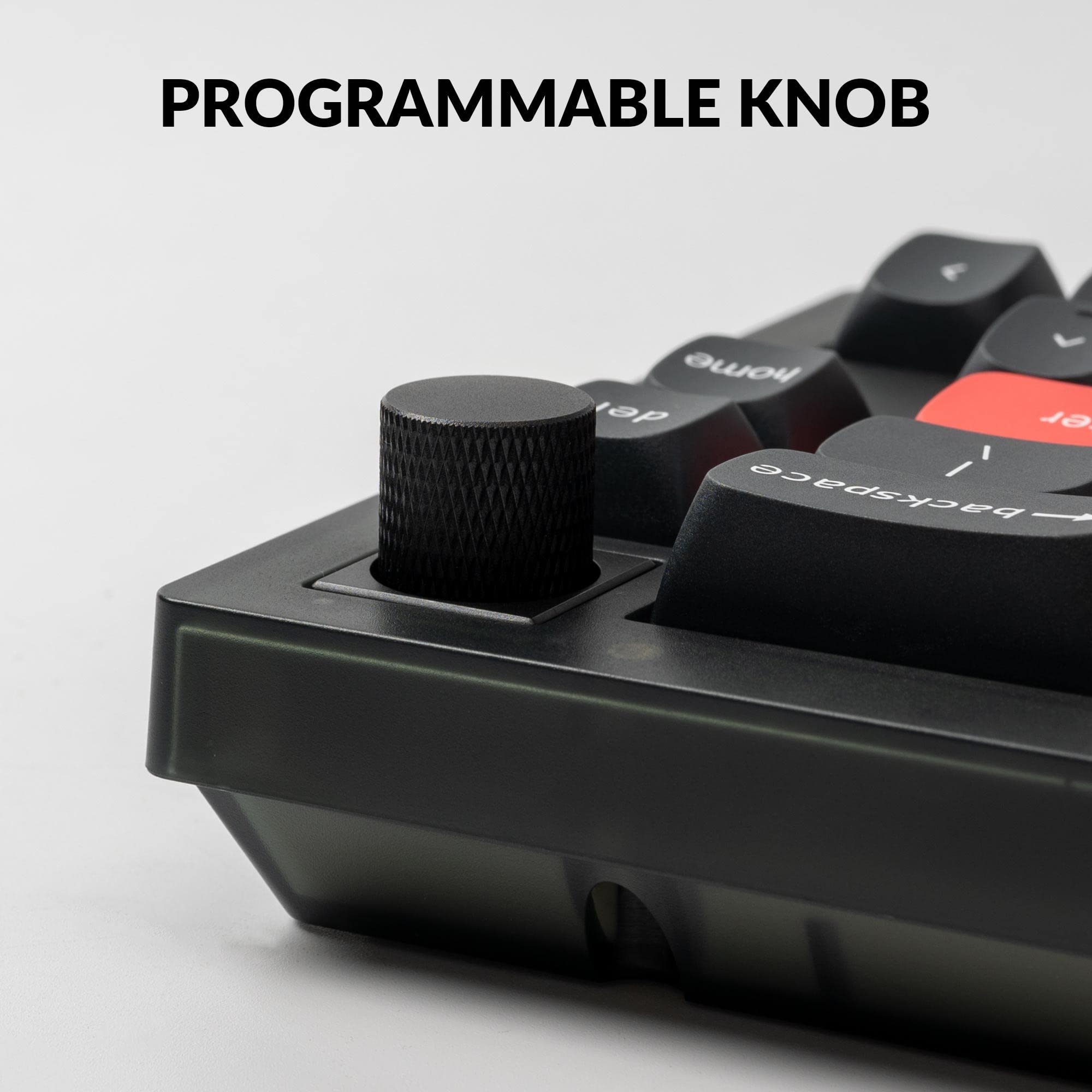 Keychron V2 Wired Custom Mechanical Keyboard Knob Version, 65% Layout QMK/VIA Programmable with Hot-swappable Keychron K Pro Brown Switch Compatible with Mac Windows Linux (Frosted Black-Translucent)
