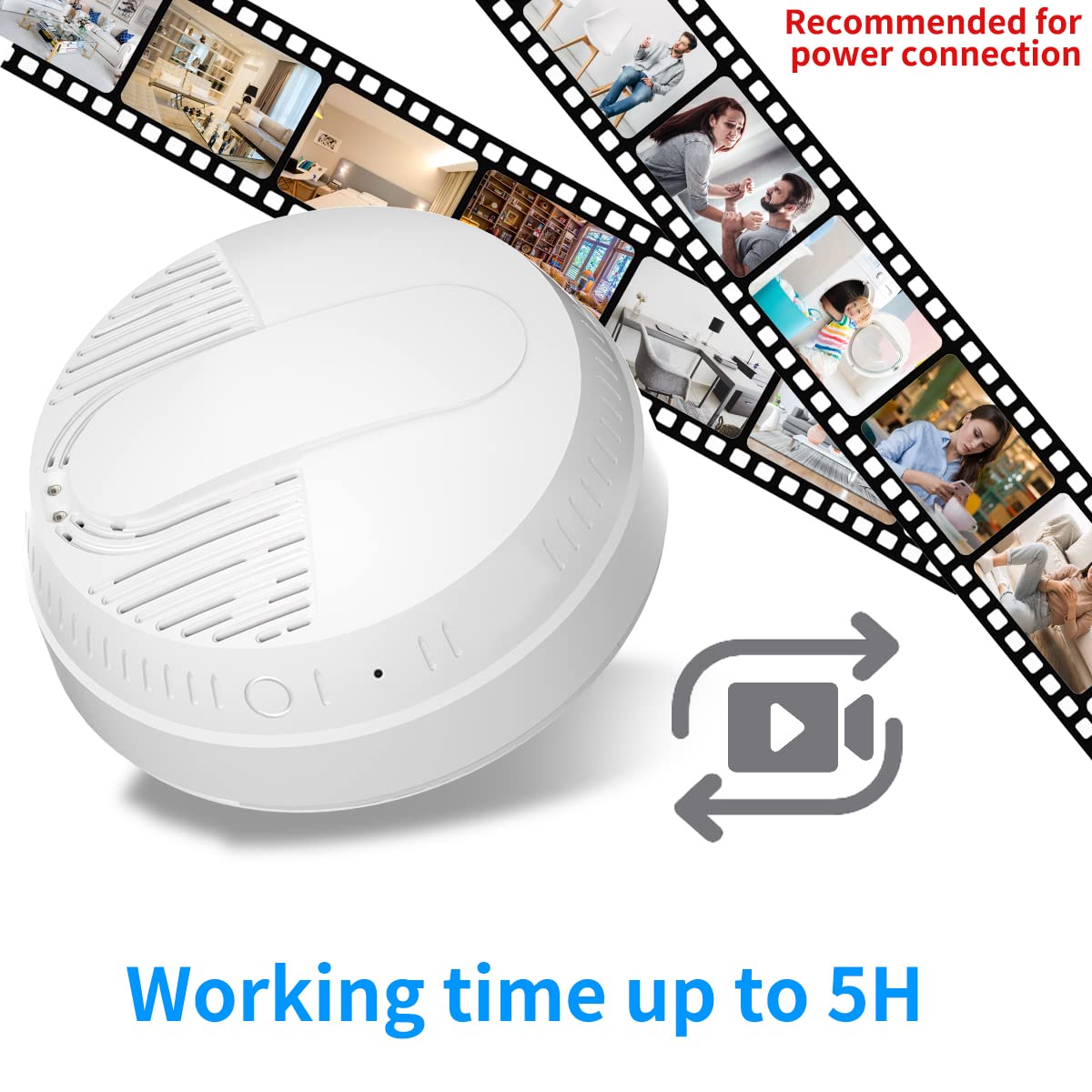 LIZVIE WiFi Smoke Case Camera, 1080P HD Wireless Security Camera with Cell Phone App,Night Vision,Motion Detection,WiFi Camera for Home and Office Surveillance