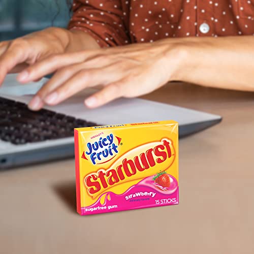 Juicy Fruit Gum (10 Pack) JUICY FRUIT & STARBURST Strawberry Chewing Gum Bulk Pack, 15 Stick
