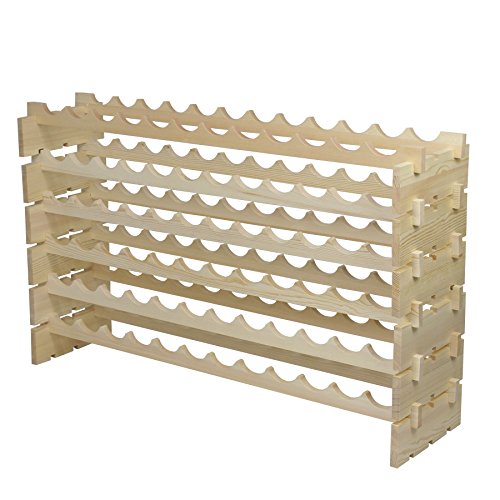 JungleA Stackable Wine Rack Wine Storage Cabinet Freestanding Floor Modular Wine Countertop,Wobble-Free-Shelf Hand Made Solid Hardwood Wooden (6x12 Row 72 Bottles Capacity)