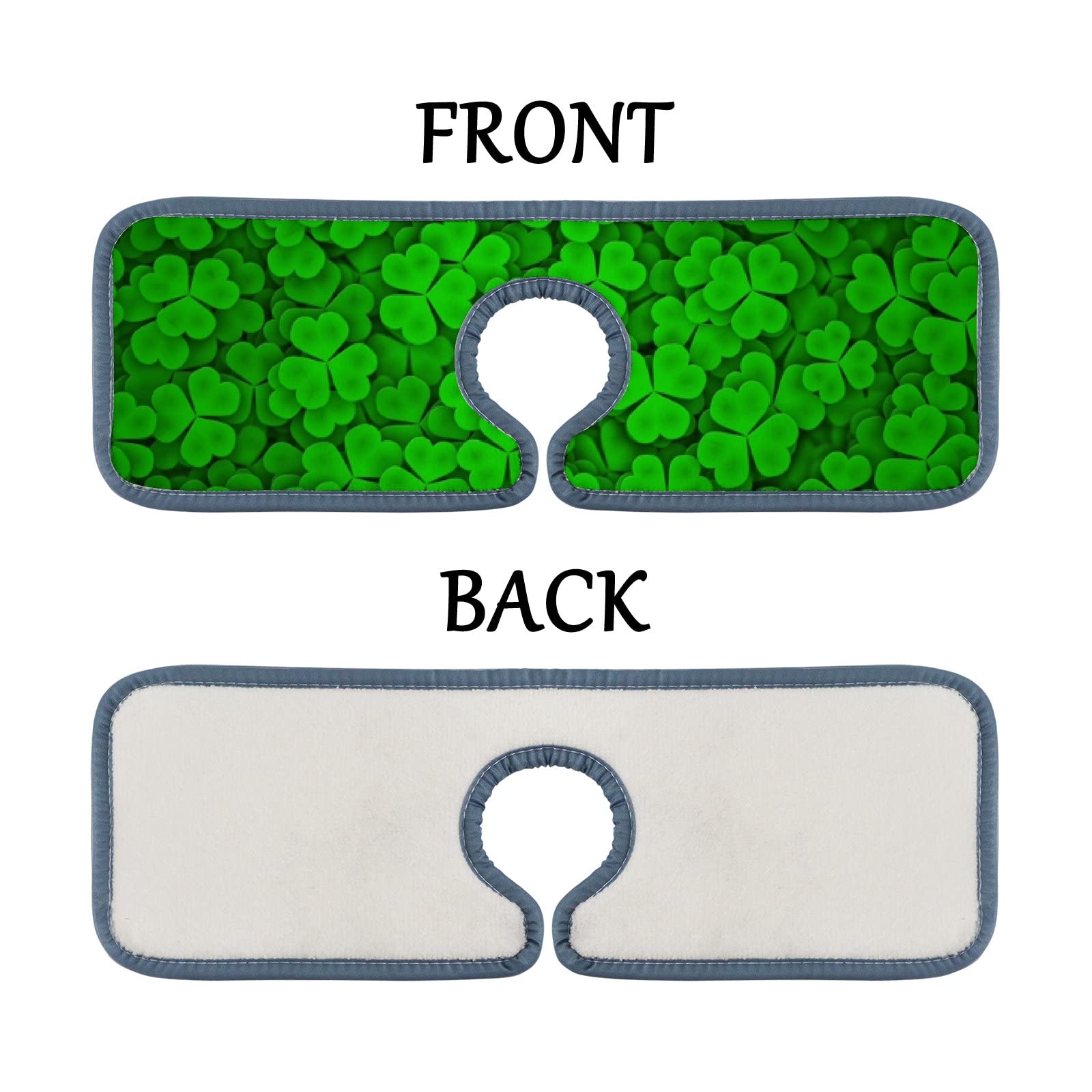 Kitchen Faucet Mats 2 Pieces Happy St Patrick's Lucky Shamrock Faucet Sink Splash Guard Bathroom Counter and RV,Absorbent Faucet Counter Sink Water Stains Preventer
