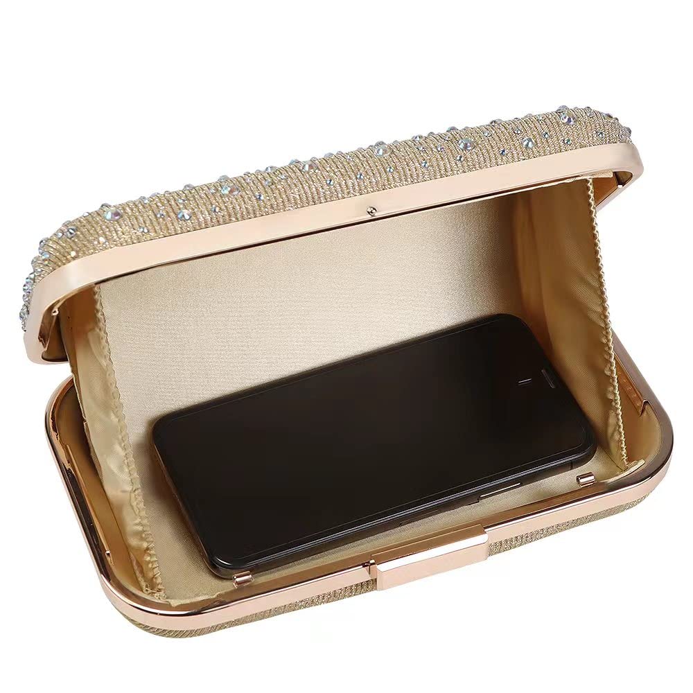 JunLing Evening Bag (Gold) Women's Clutch Handbags Crystal Bag Crossbody Bags Blingbling Sparkle Clutch