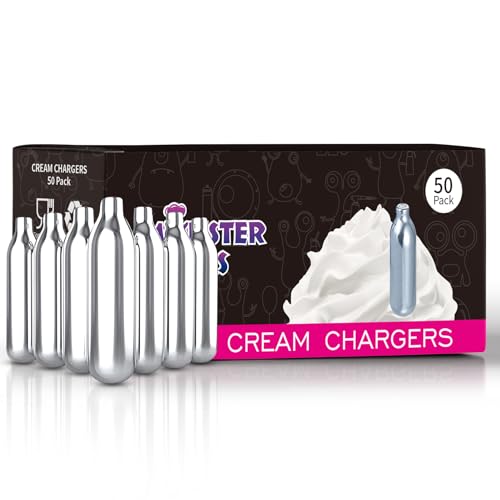 LJJALKY Whipped Cream Chargers, 50 Pack