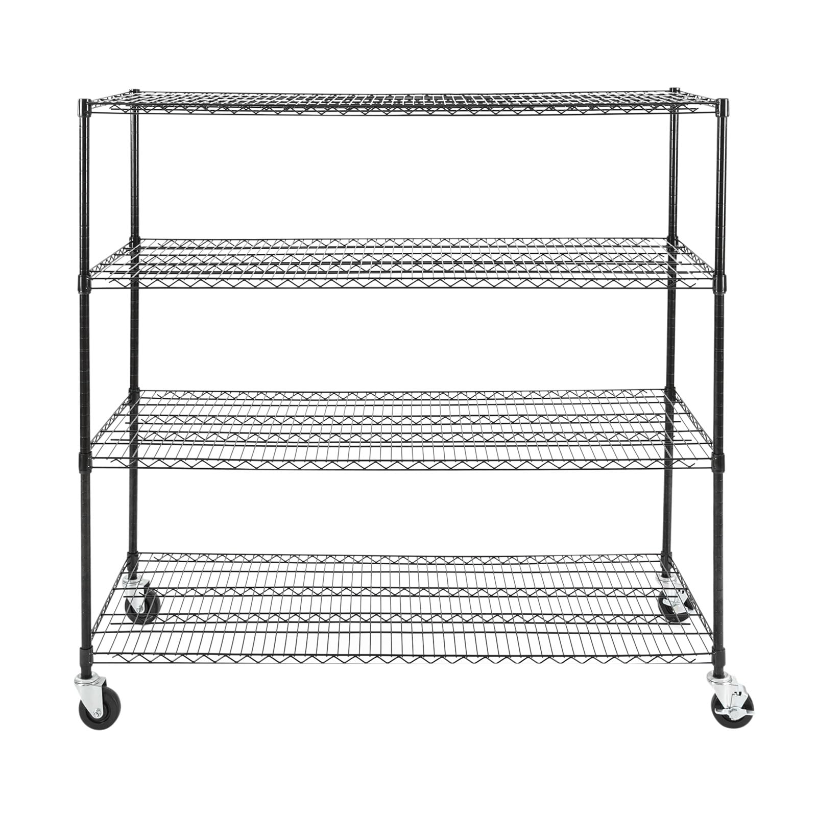 Metal Shelving Unit With Wheels, 4-Tier Wire Shelving, With Four Universal Wheels,Adjustable Support, Freestanding Heavy Duty Metal Wire Storage Shelf Rack For Warehouse, Industrial Or Commercial Etc