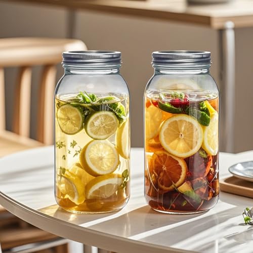 Ltzmcmy 64 oz Mason Jars Wide Mouth,3 Pack Large Half Gallon Mason Jar with Airtight Lids,Air Tight Glass Pickling Jars for Canning,Fermenting,Food Storage