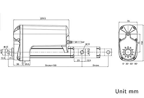 Linear Actuator Motor 24V DC Heavy Duty High Force Electric Telescopic Rod IP 66 Protection for Industrial Agriculture (Speed : 30mm/s-4000N(400kg), Stroke : 400mm)