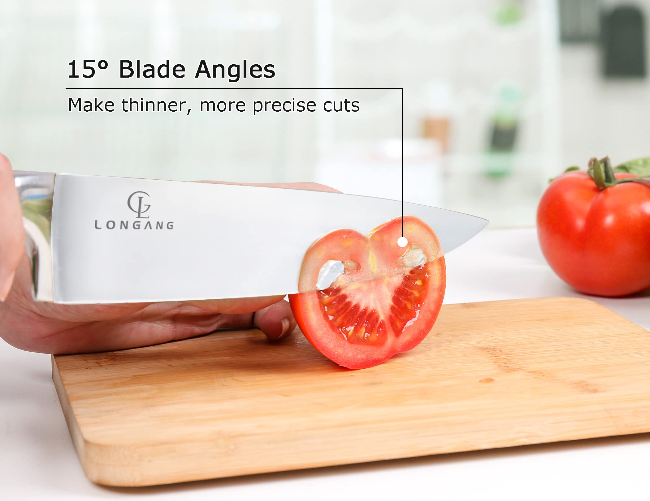 Longang 8 Inch Chef Knife Kitchen Utility Knife, German High Carbon Stainless Steel Professional Meat Knife with Gift Box for Family & Restaurant