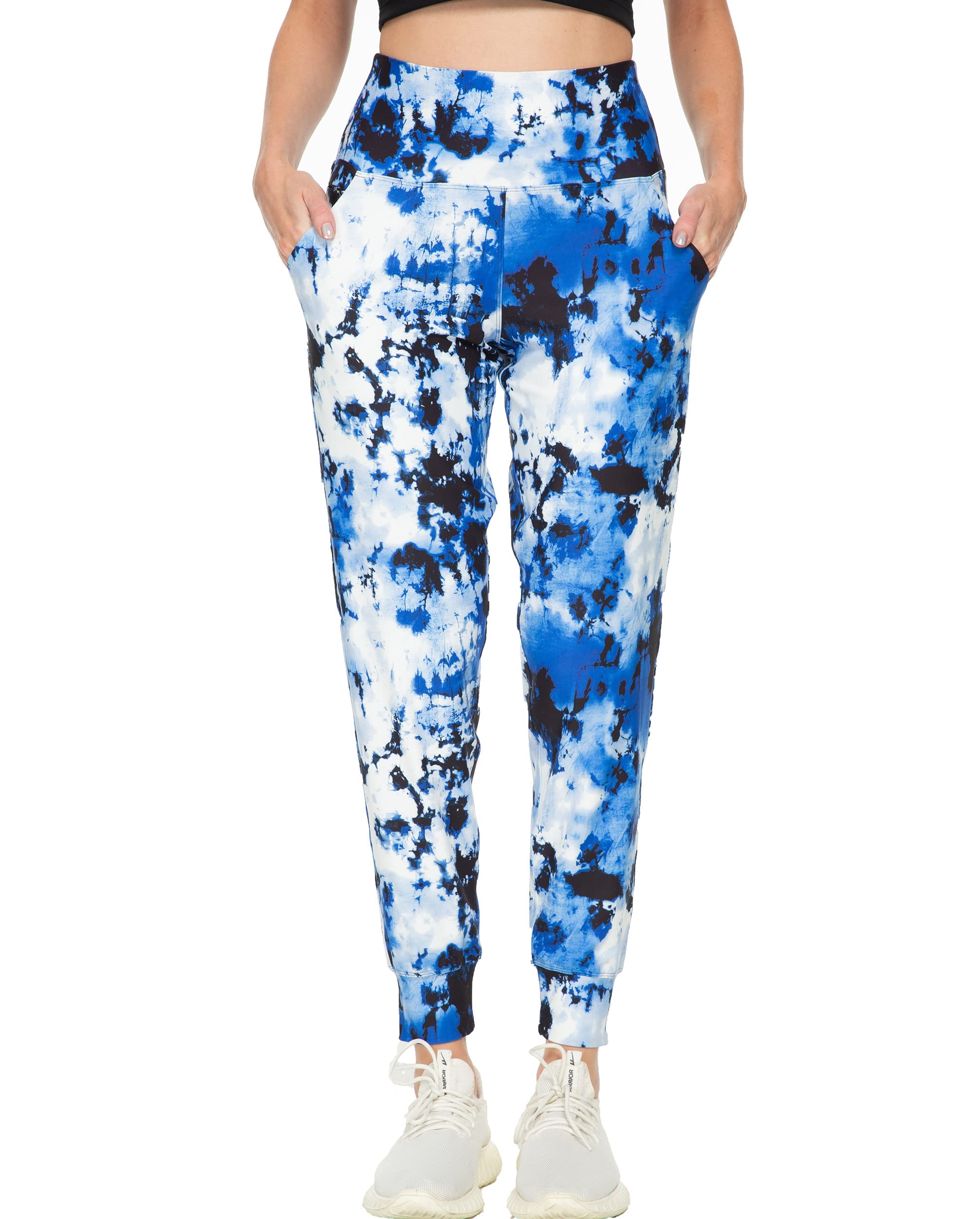 Kcutteyg Women's Joggers with Pockets High Waisted, Workout Athletic Sports Soft Lounge Pants for Running(Tie Dye Blue,Small)