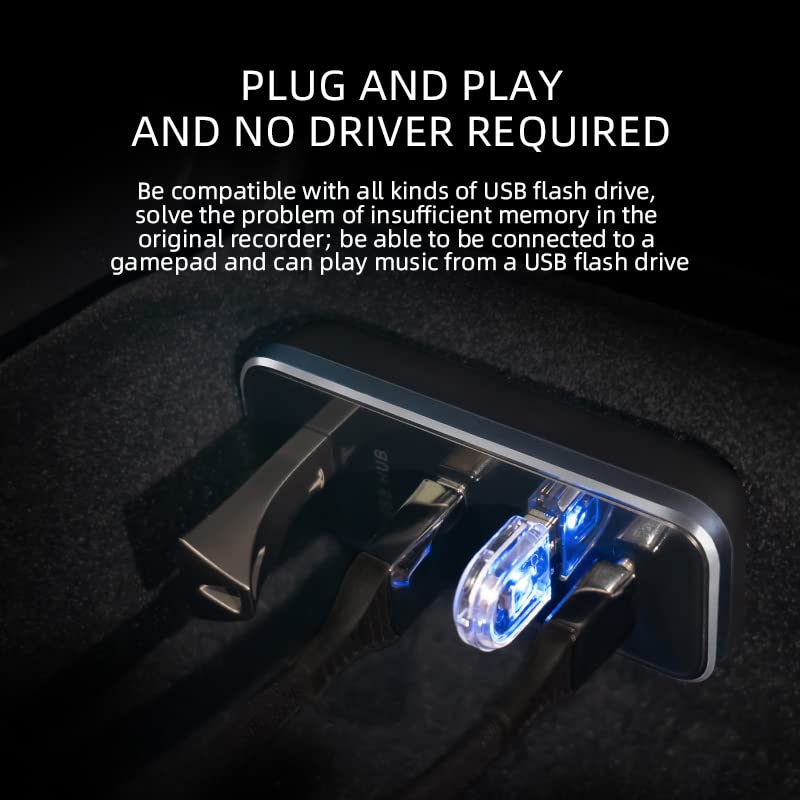 LEKOYE Tesla 4 in 1 USB hub Adapter Expansion Dock Accessories Model3/y Glovebox Dedicated Central Control USB Hub Adapter