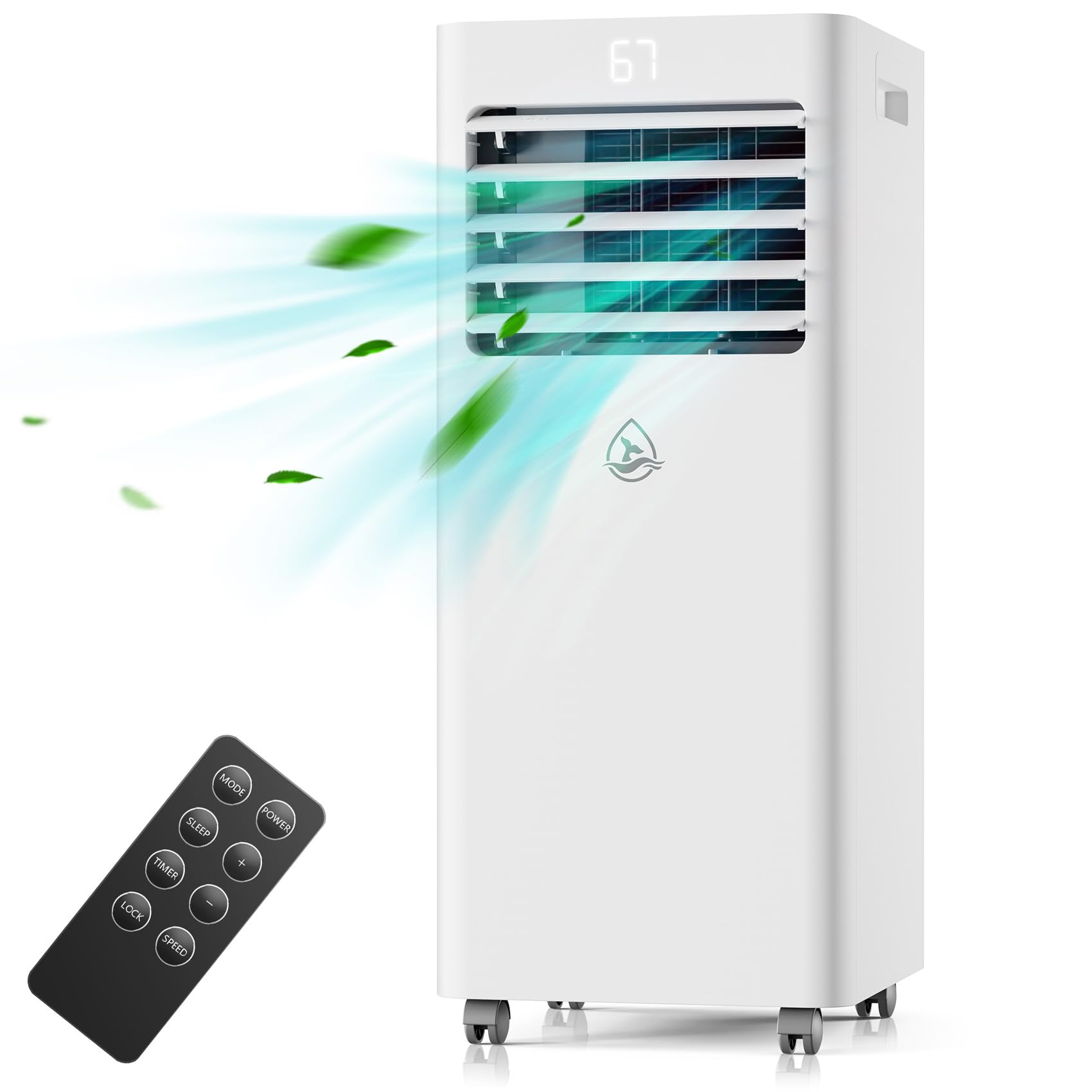 LUBAIR 8,000 BTU Portable Air Conditioners for Large Room, 3-1 AC Unit with Remote Control, Easy Window Installation Kit, Built-in Dehumidifier, Fan