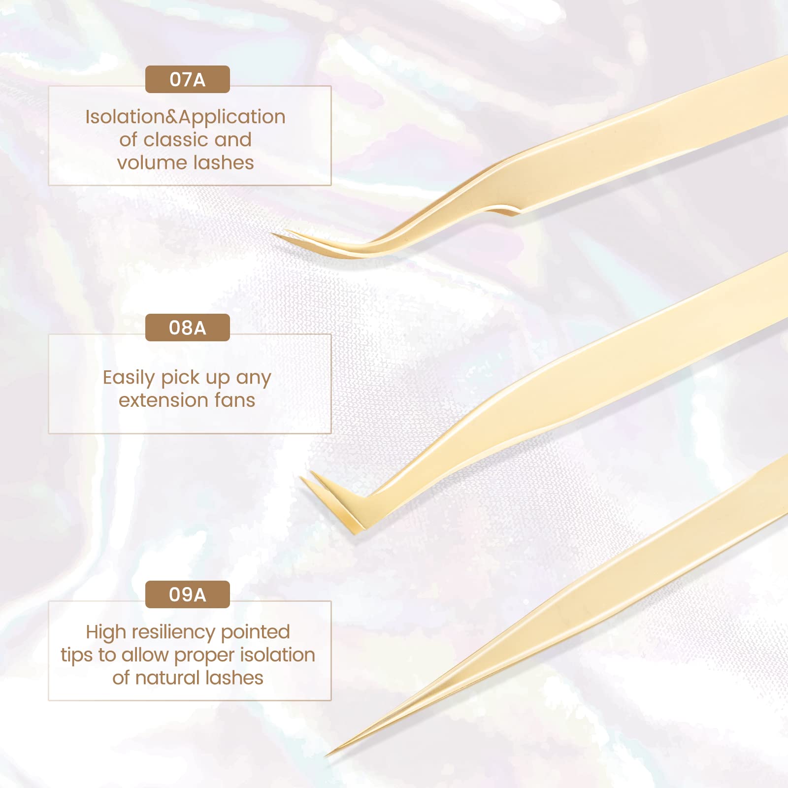 LANKIZ Lash Tweezers for Eyelash Extensions - Premium Stainless Steel Curved Tip Design for Precision Eyelash Extension Application - Non-Slip Grip for Comfort and Reduced Fatigue - L-shaped Tweezers