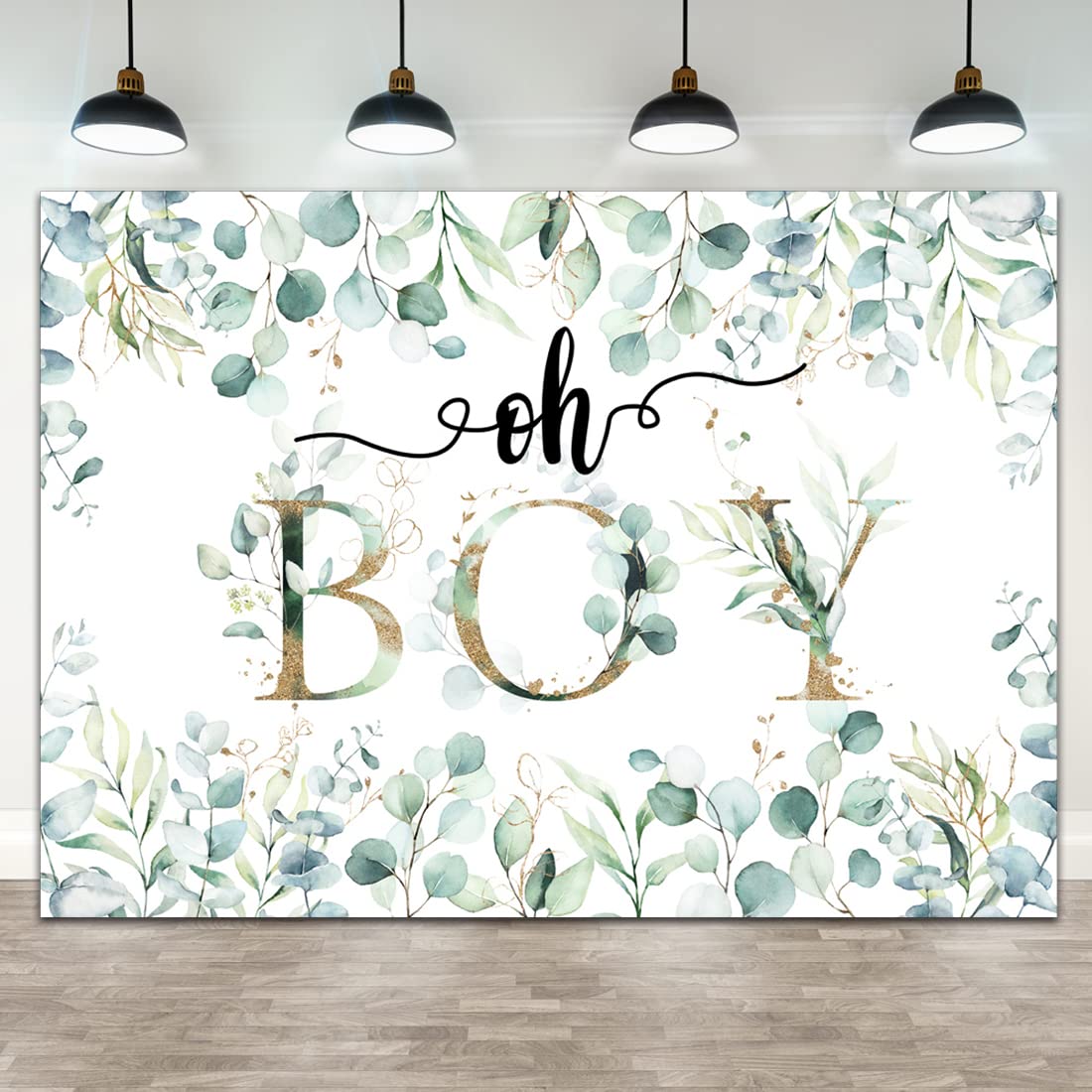 Lofaris Oh Boy Backdrop Greenery Baby Shower Baby in Bloom Eucalyptus Leaves Baby Shower Party Decorations Botanical Photography Background 7x5ft