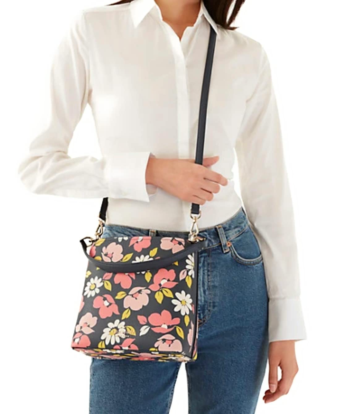 KATE SPADE DARCY FLEURETTE FLORAL SMALL BUCKET CROSSBODY SHOULDER BAG