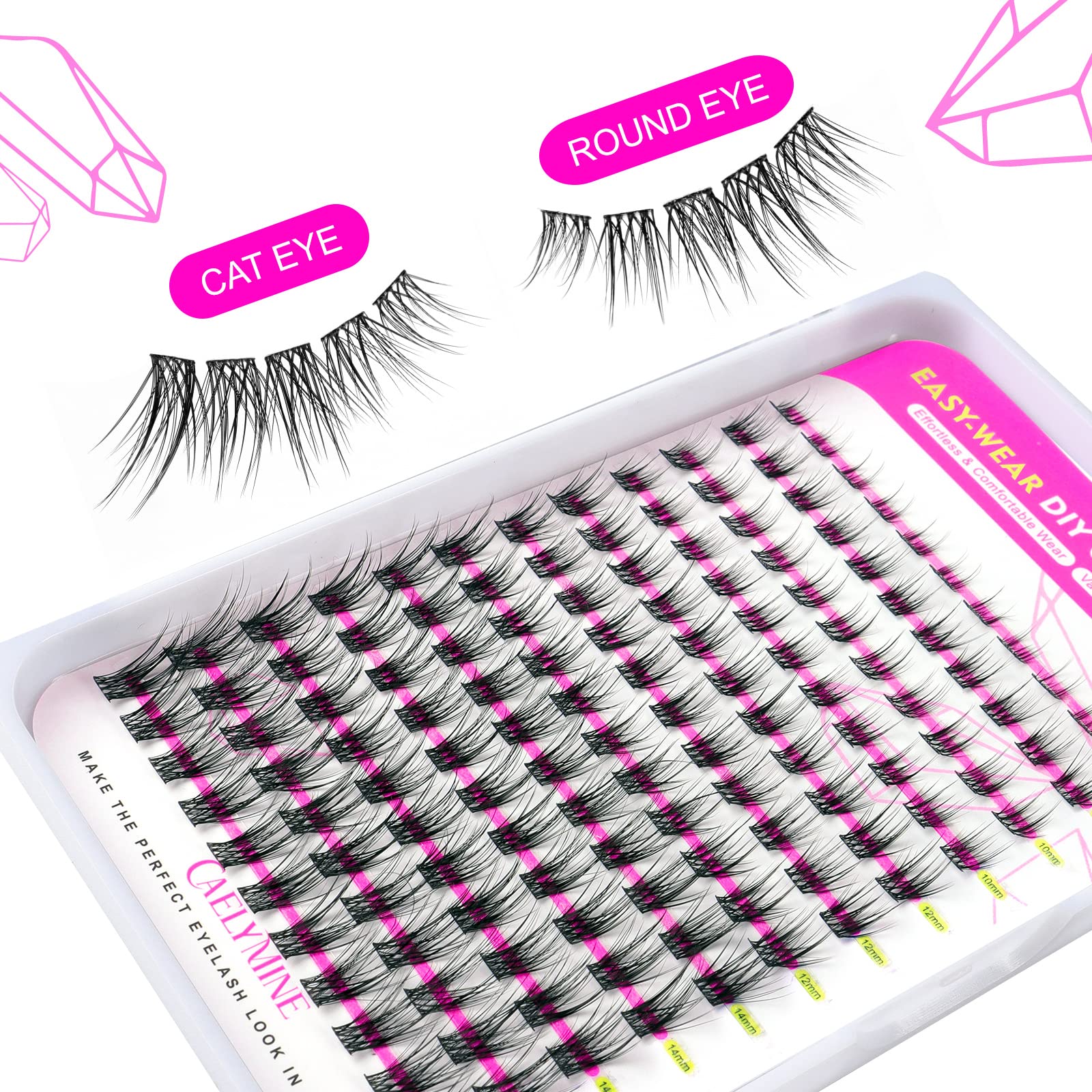 Lash Clusters 144pcs CAELYMINE DIY Lash Extension for Beginners, D Curl Cluster Lashes Soft Lash Extension Clusters 3D Cosplay Eyelash Cluster Extensions Reusable(CDD03)