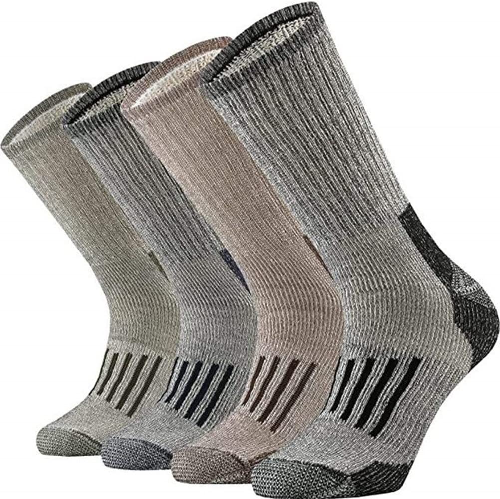 KNITI Merino Wool Cushion Crew Socks Hiking Warm Thermal Sock for Men & Women 4 Pairs